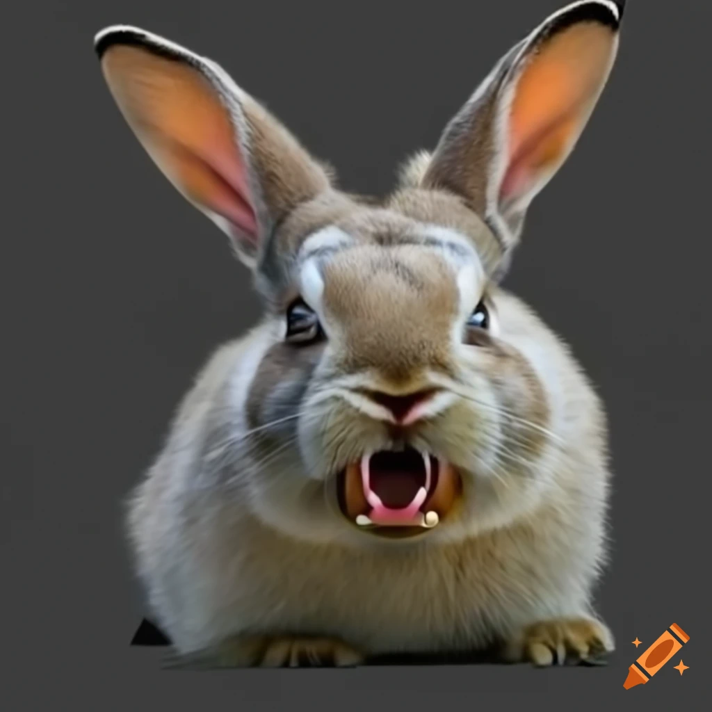 Angry rabbit on transparent background on Craiyon