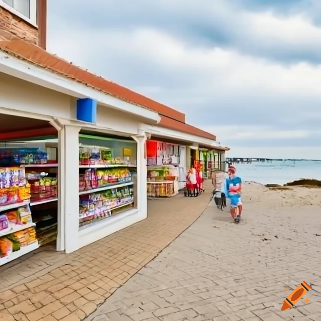 Grocery store near the seashore on Craiyon