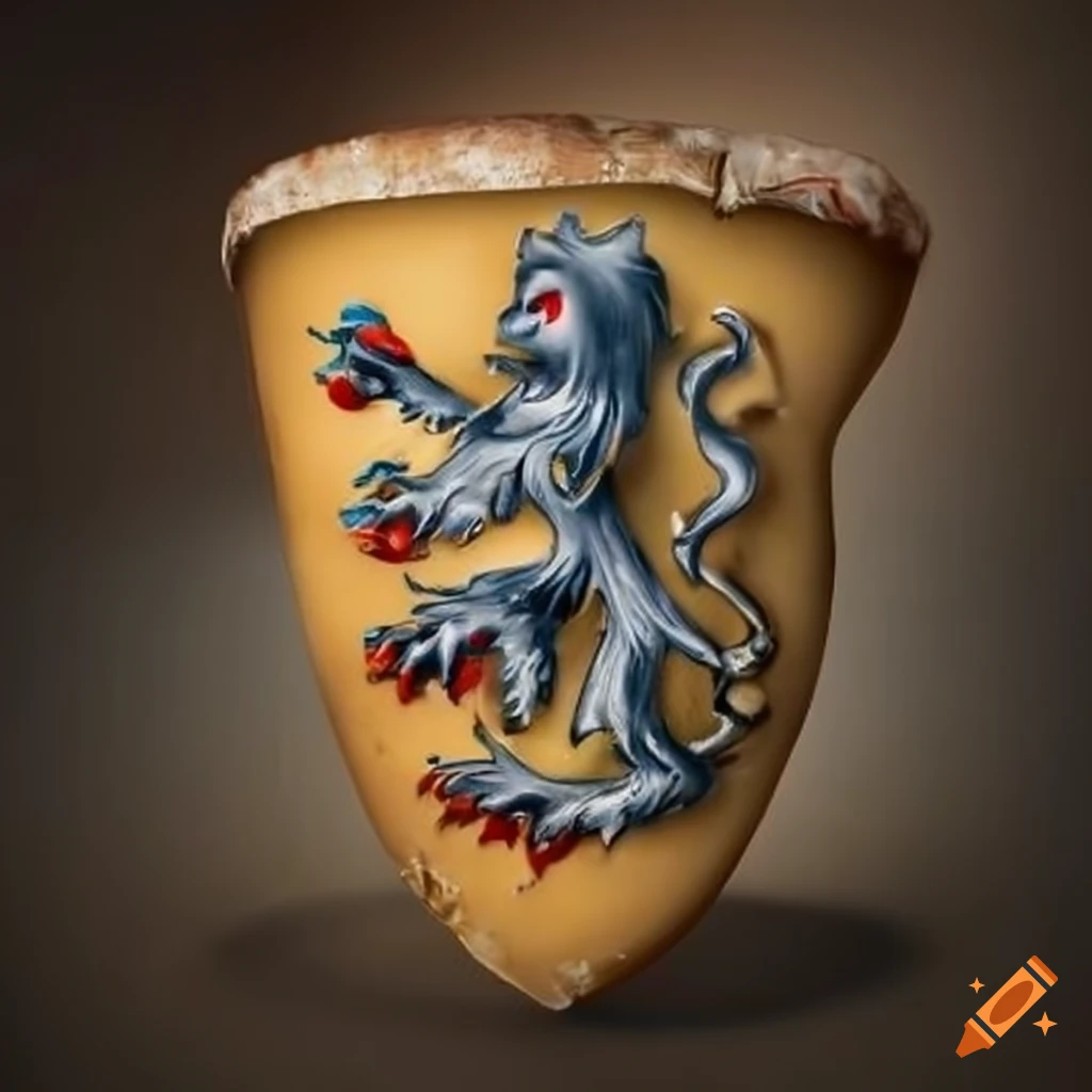 Medieval coat of arms on cheese on Craiyon