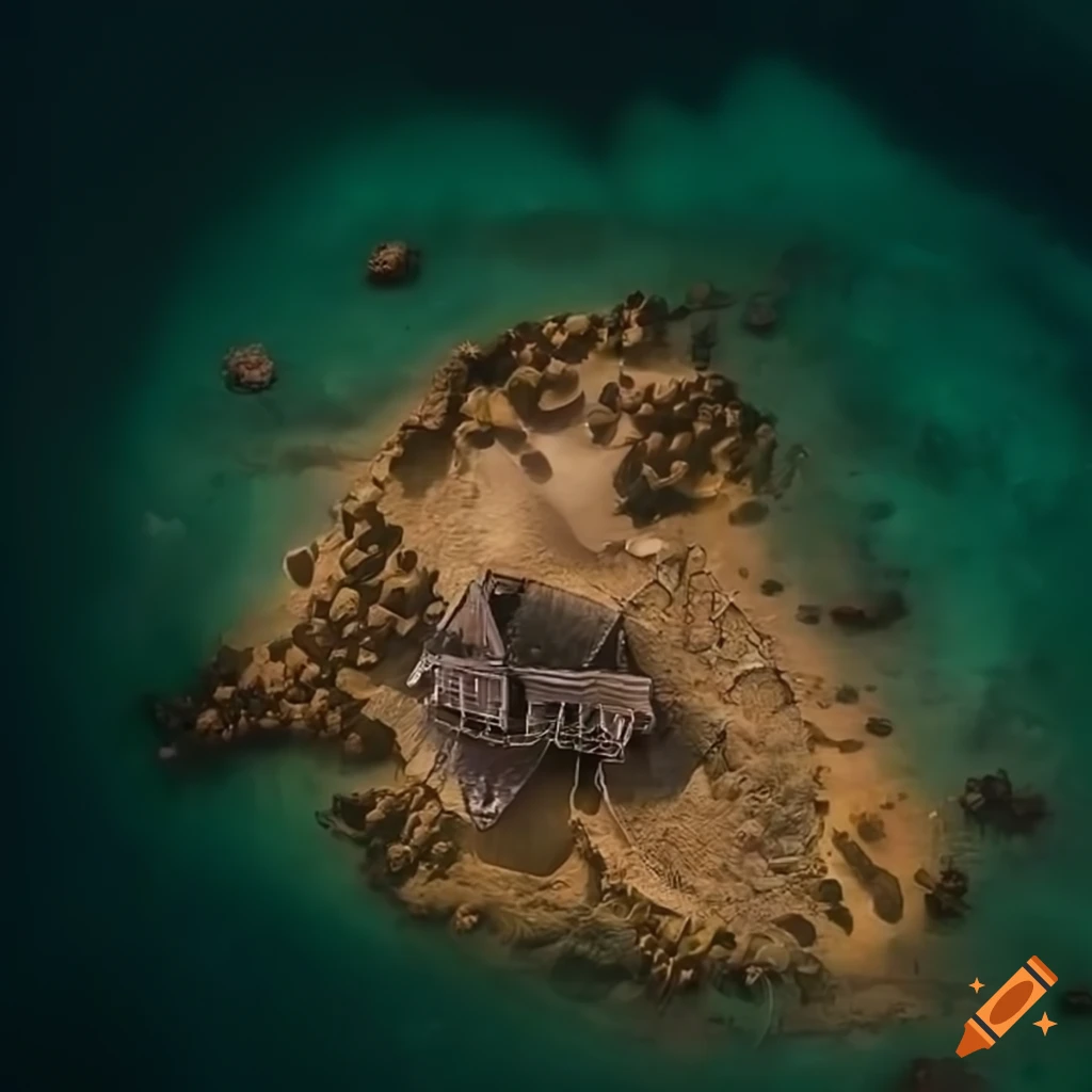Top view of a pirate island on Craiyon