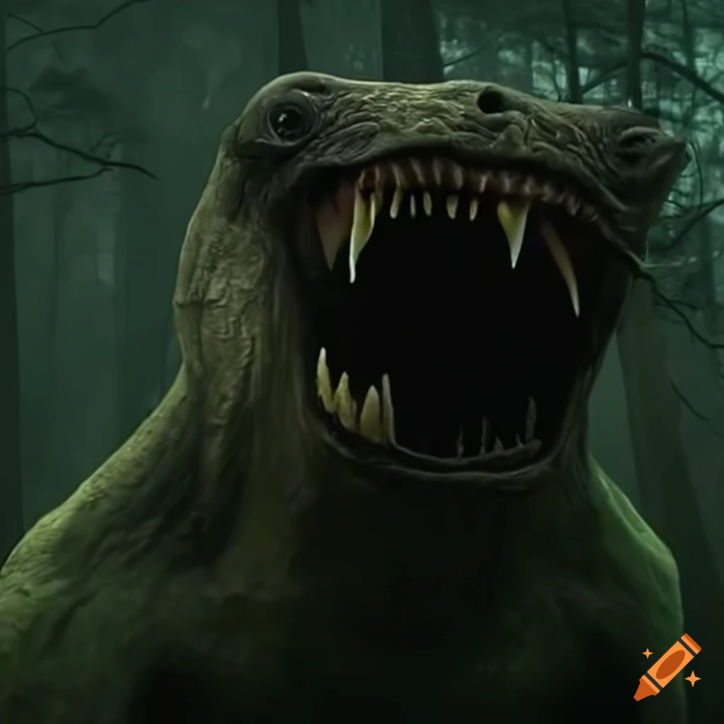 Terrifying anatomically correct tree monster in a dark forest on Craiyon