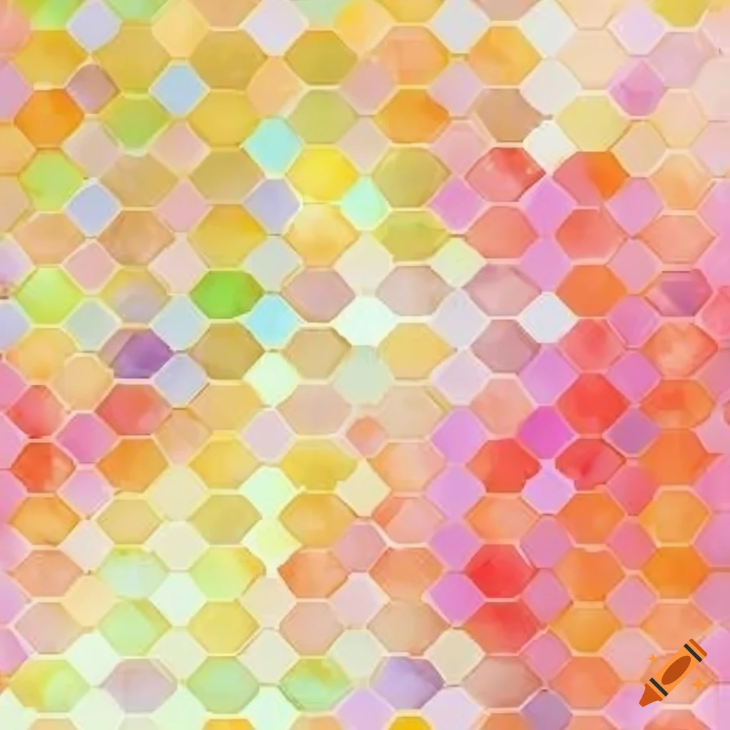Hexagon pattern with pastel colors and gold borders on Craiyon