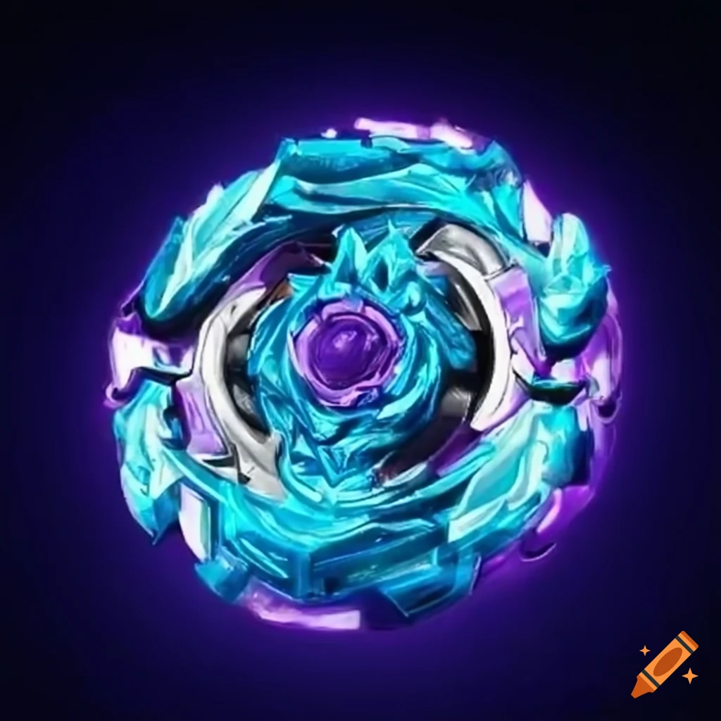Light blue and purple beyblade on Craiyon