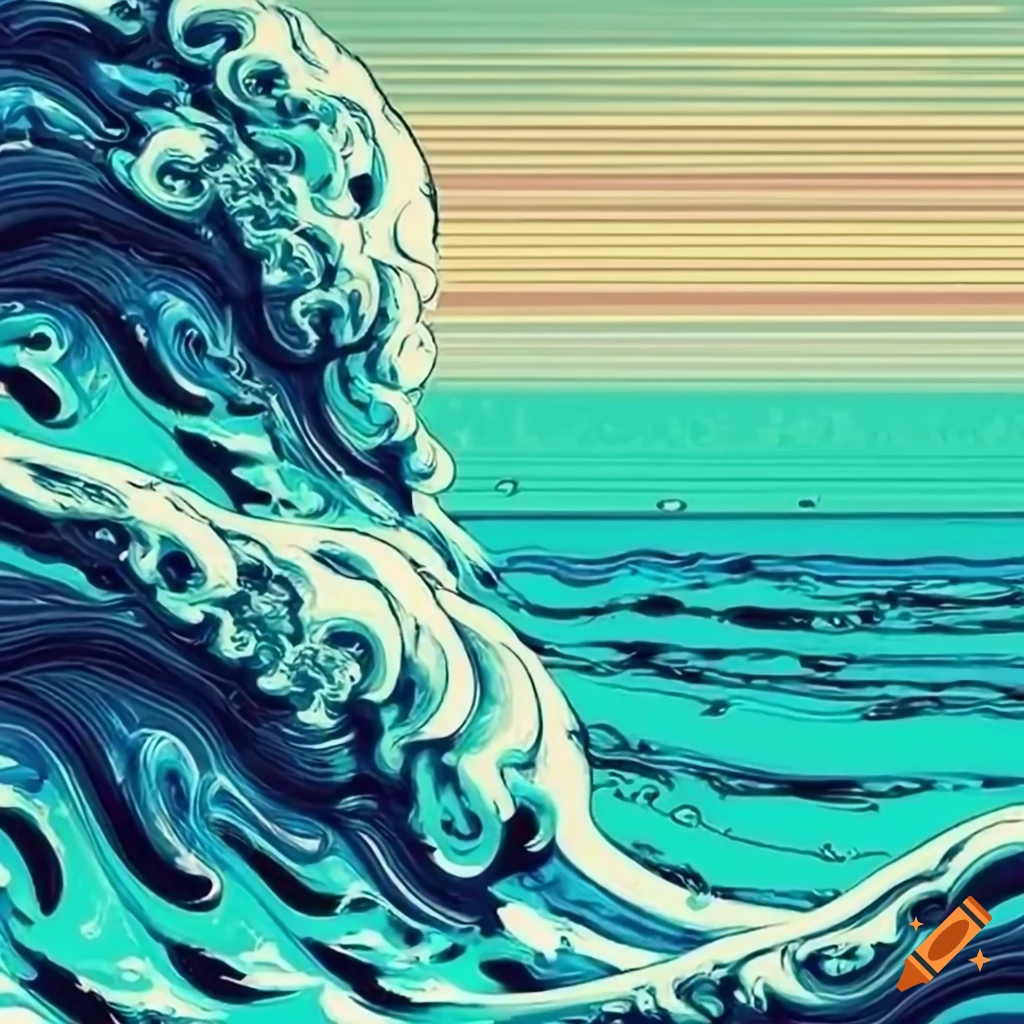 Retro swirly ocean waves on Craiyon