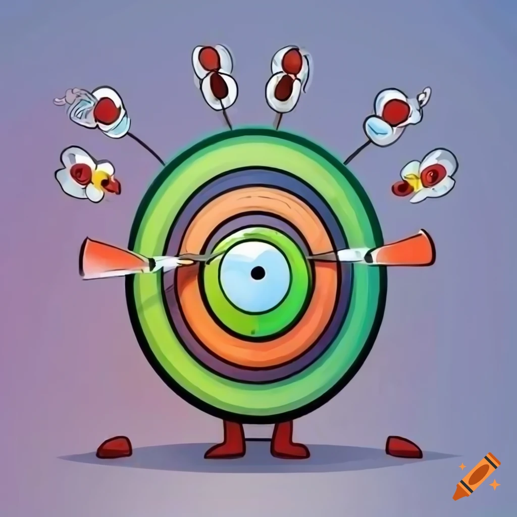 Colorful cartoon target with bull's eye on Craiyon