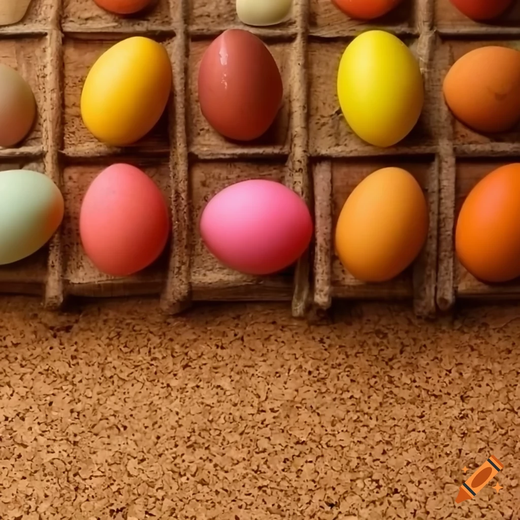 Easter eggs on cork base on Craiyon