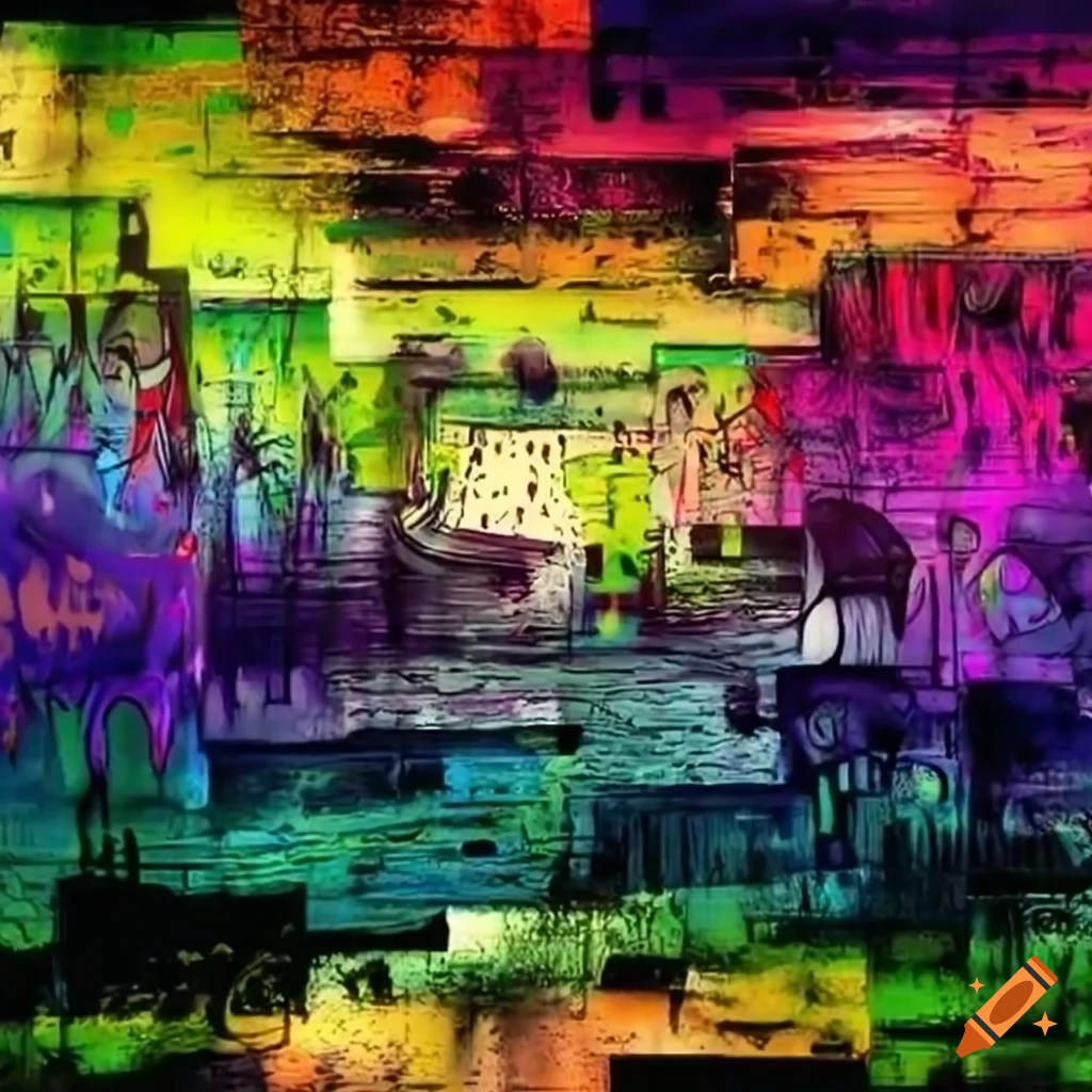 Abstract surreal spring landscape in hip hop graffiti style on Craiyon