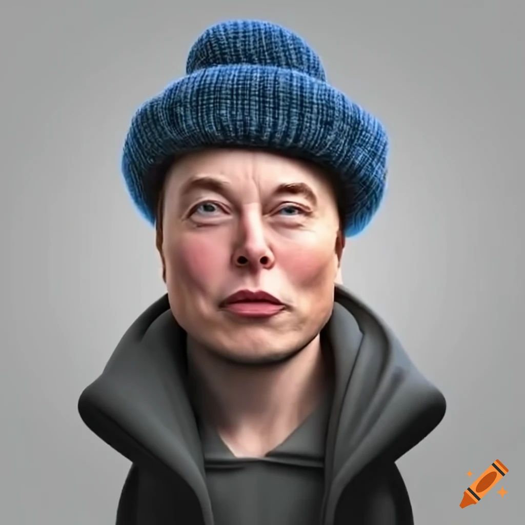 Elon musk in a woolen hat in 3d on Craiyon