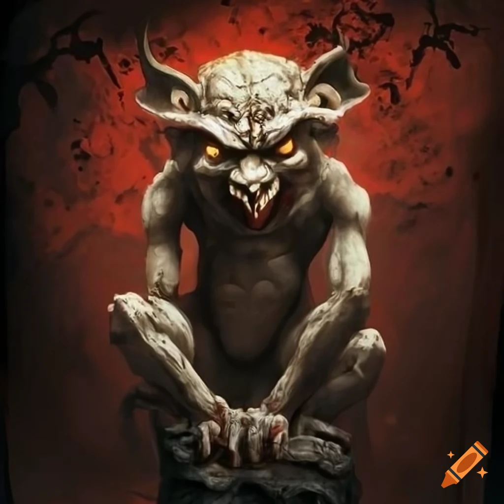 Angry gargoyle with text "LifeWeb" representing a music album on Craiyon