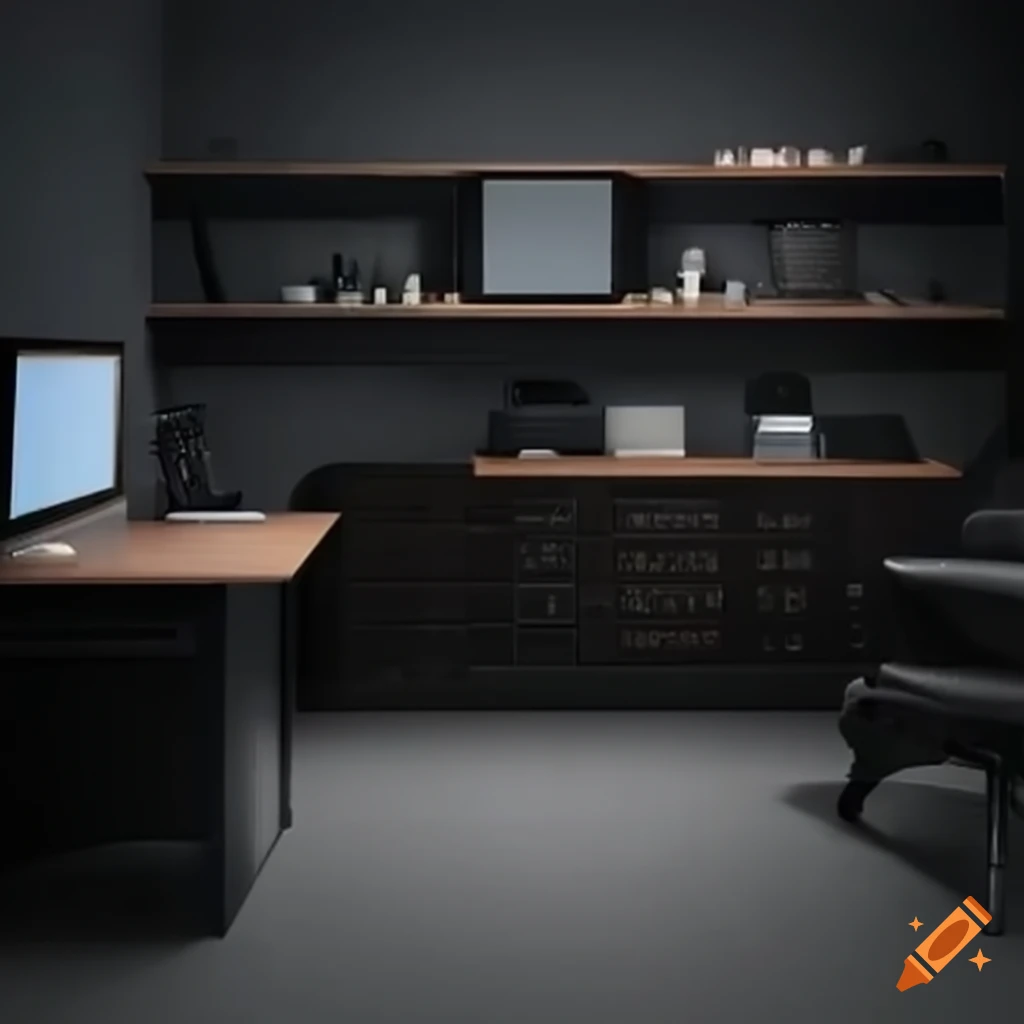 Office desk in front of the camera on Craiyon