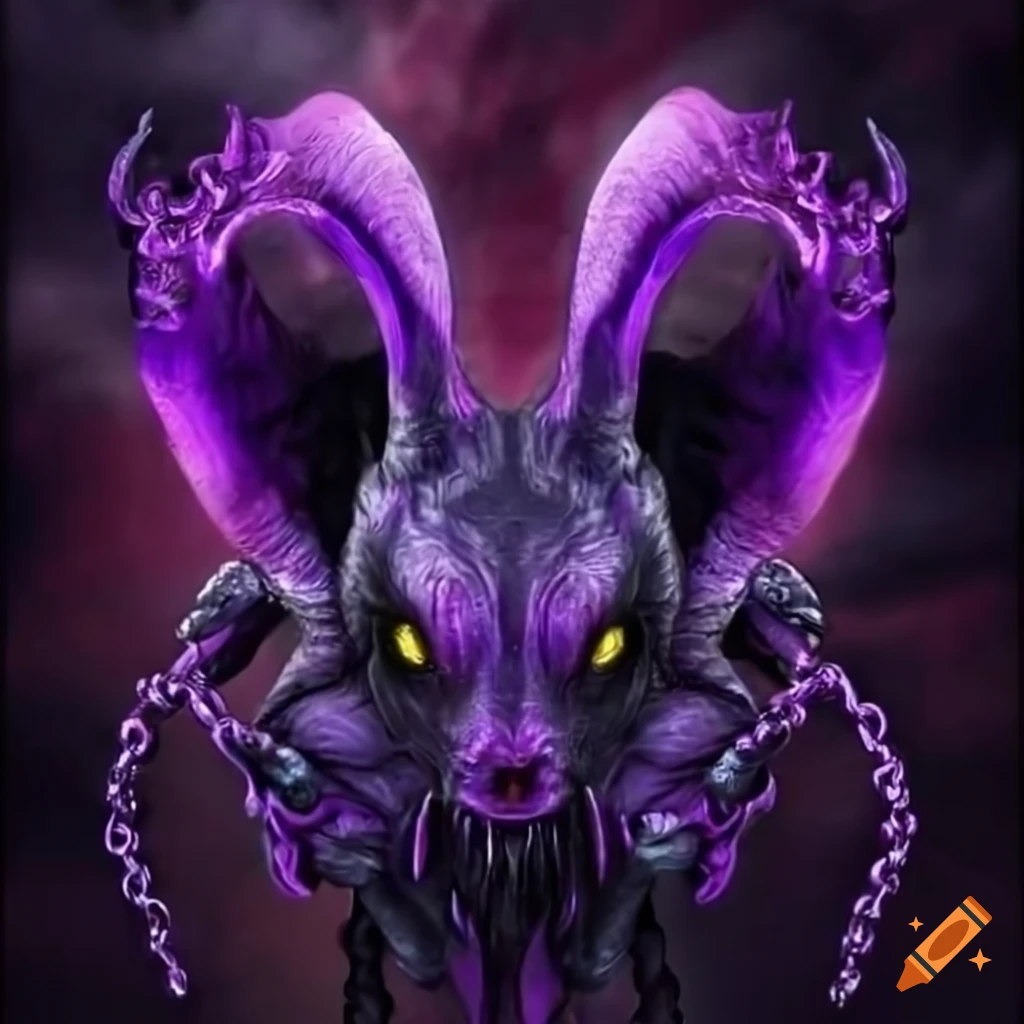 Demon with black and purple colors emanating powerful energy on Craiyon