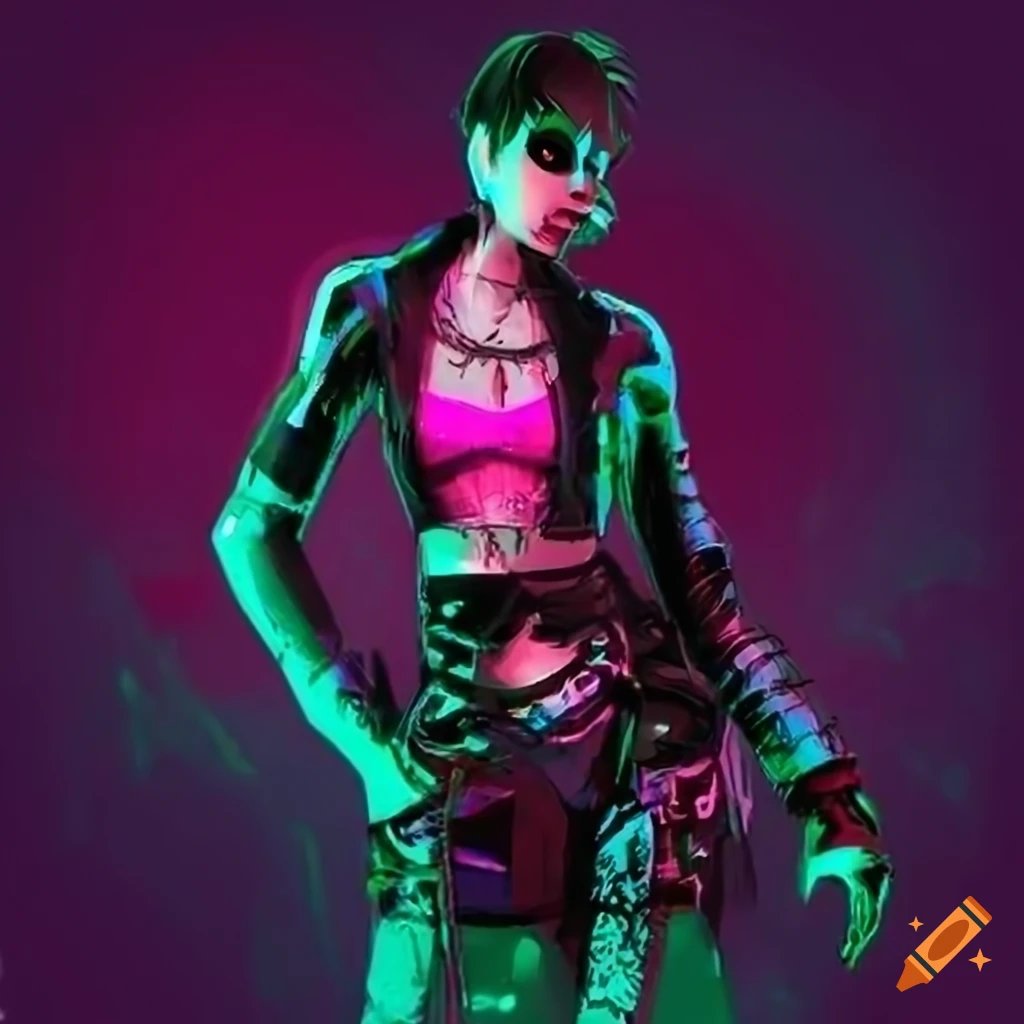 Neo-noir punk female character in a dystopian cityscape on Craiyon