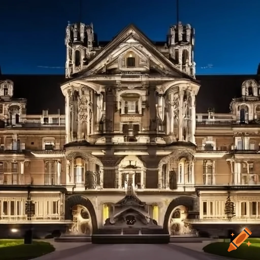 Architectural masterpiece displaying intricate details of a mechanical ...