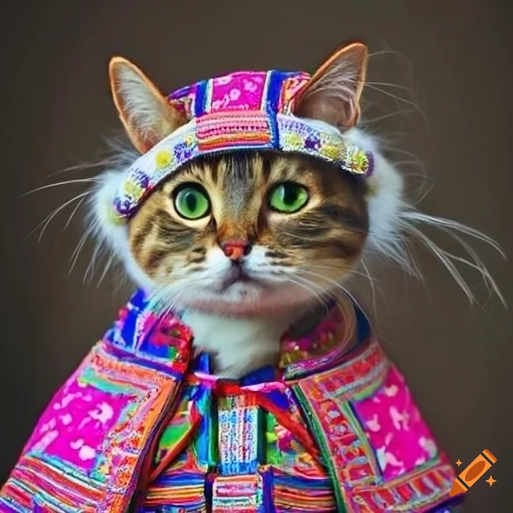 Cat in hmong costume on Craiyon