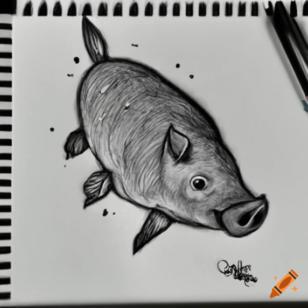 Pig shaped like a fish on Craiyon