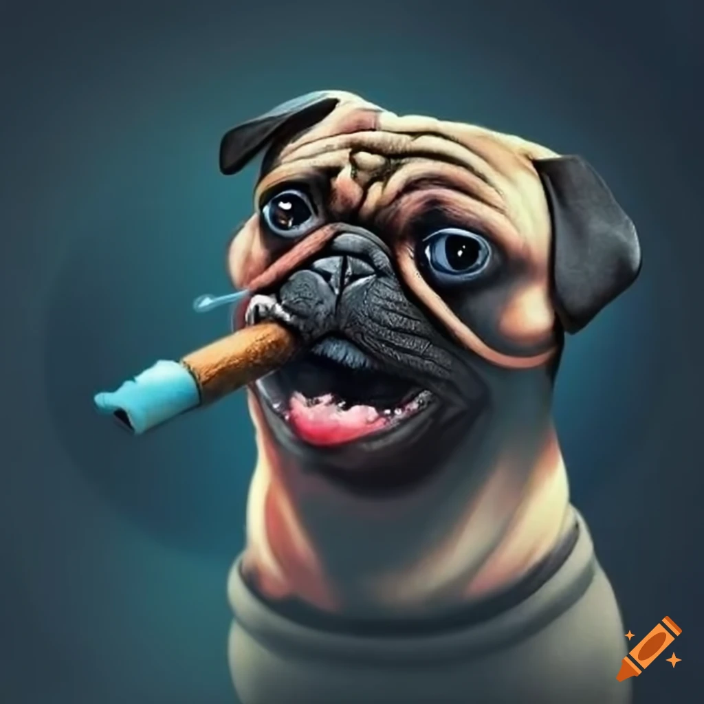 Pug casually enjoying a cigar on Craiyon