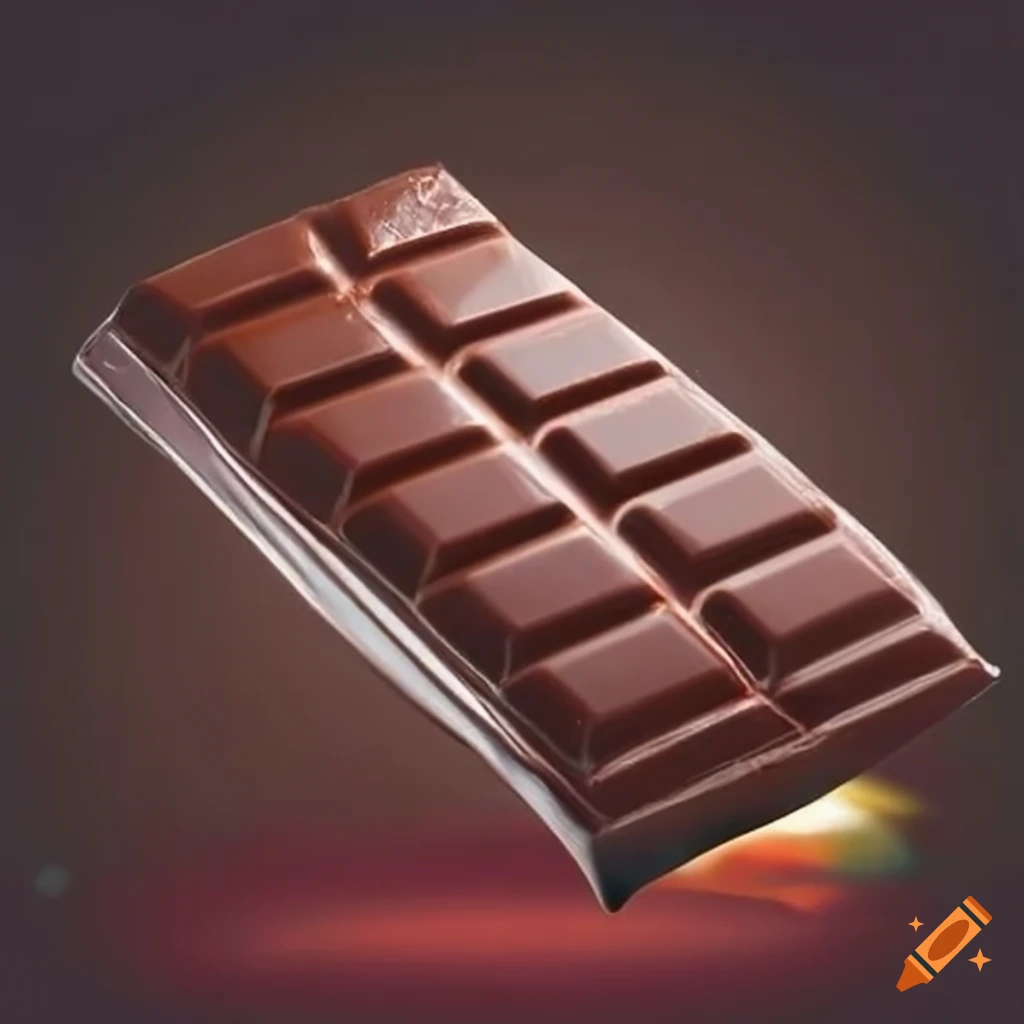 Delicious milk chocolate bar with shiny wrapper on Craiyon