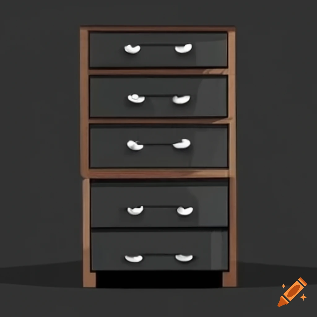 Thin chest of drawers with wooden finish and smooth lines on Craiyon