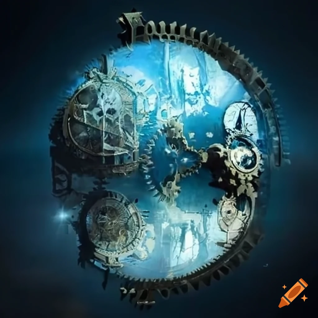 Destroyed world reflected in clock gears on Craiyon