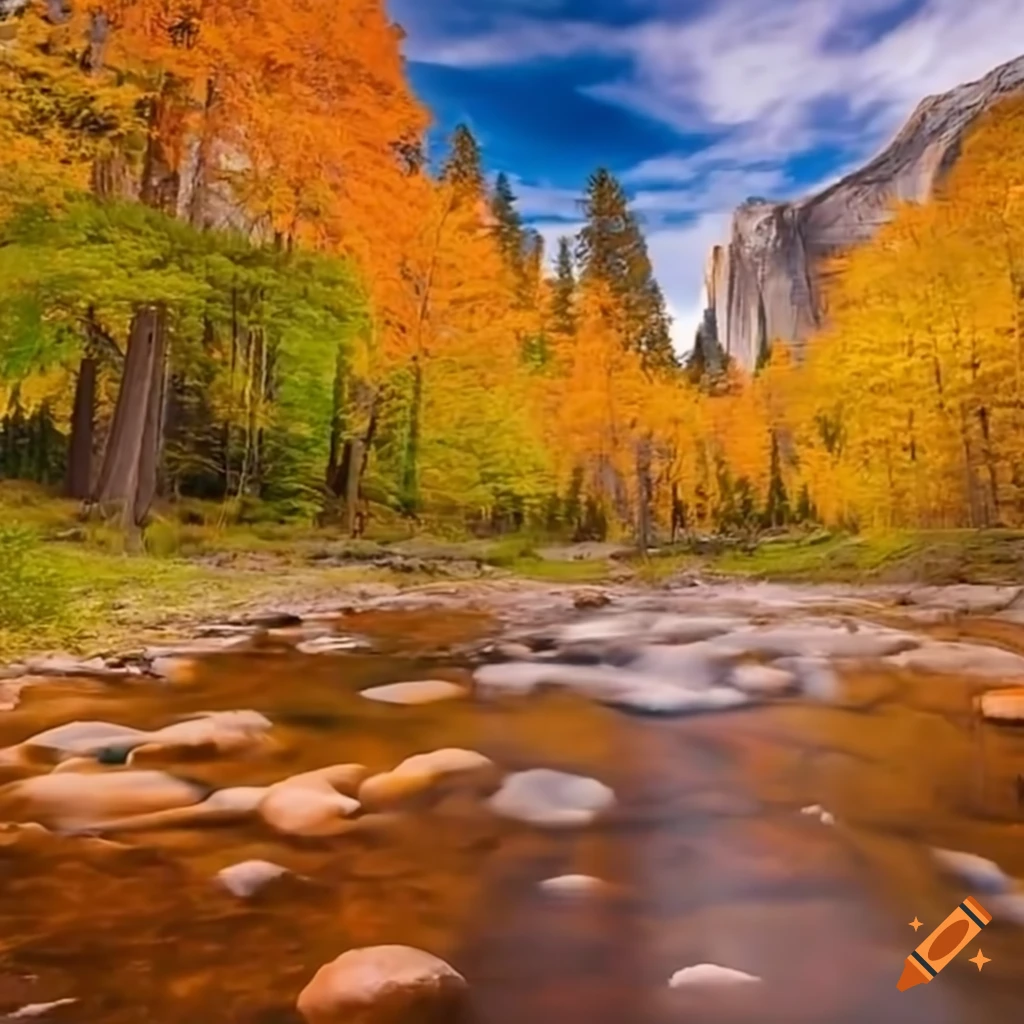 Breathtaking autumn foliage landscape at yosemite national park on Craiyon