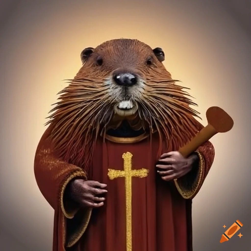 Beaver in catholic priest robe on Craiyon