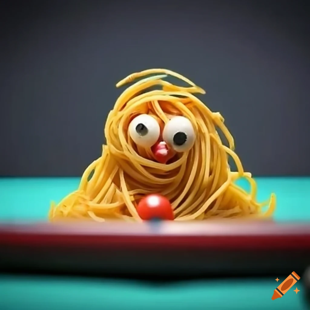 Spaghetti pool player from a distance on Craiyon
