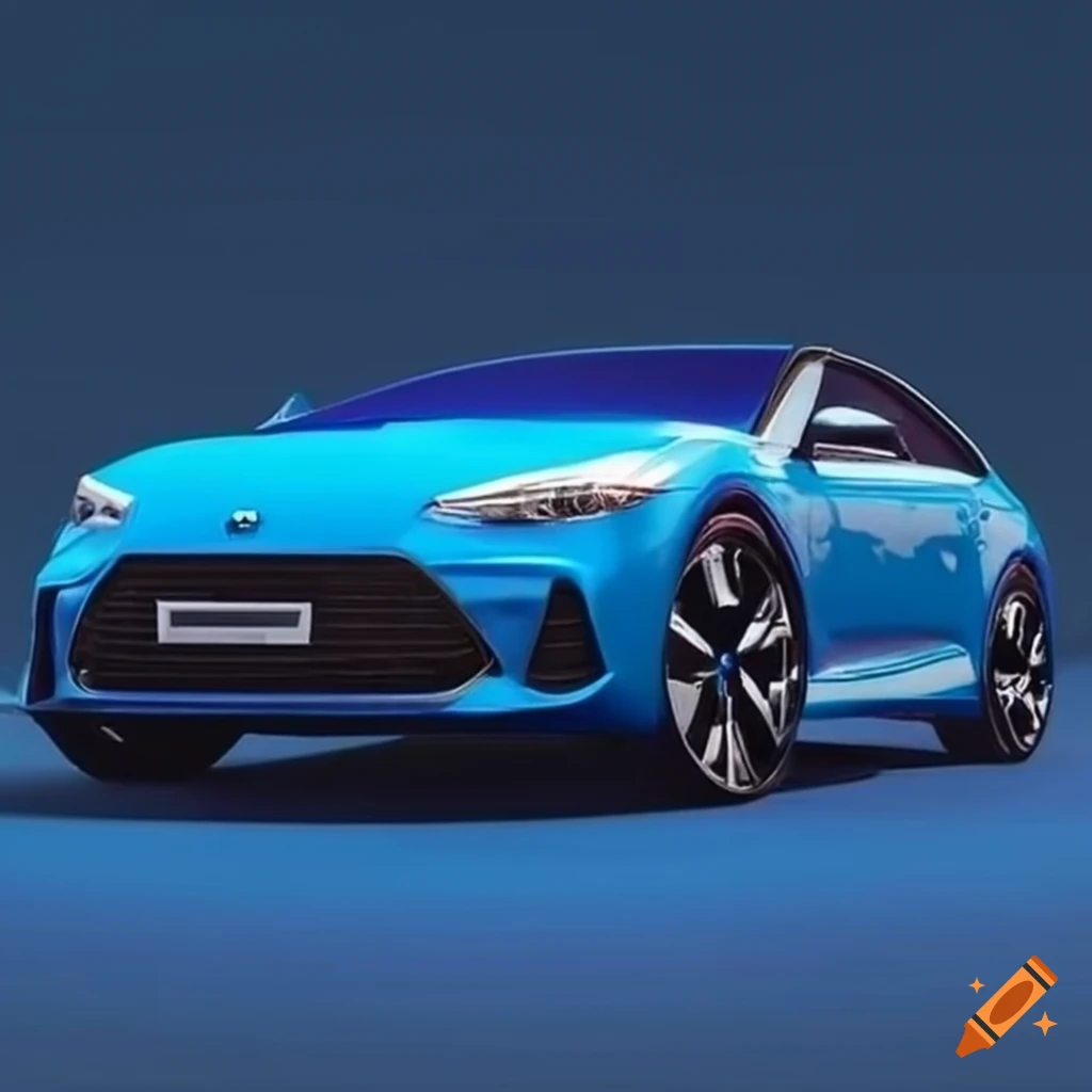 Fast blue car with a sunroof on Craiyon