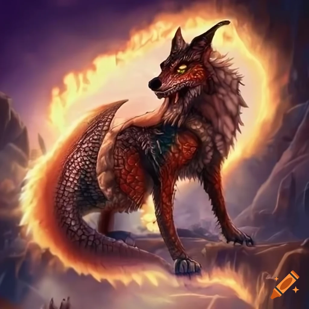 Wolf dragon hybrid on Craiyon