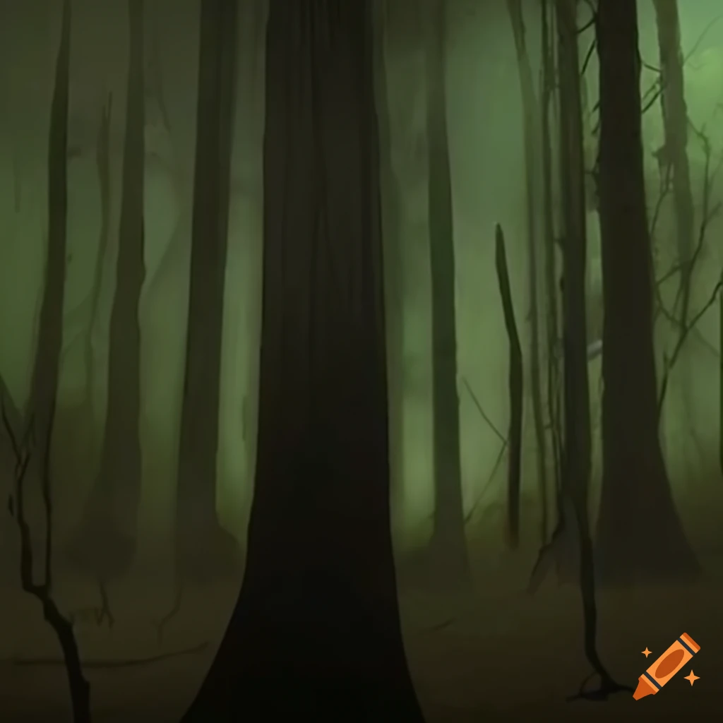 Terrifying anatomically correct tree monster in a dark forest on Craiyon