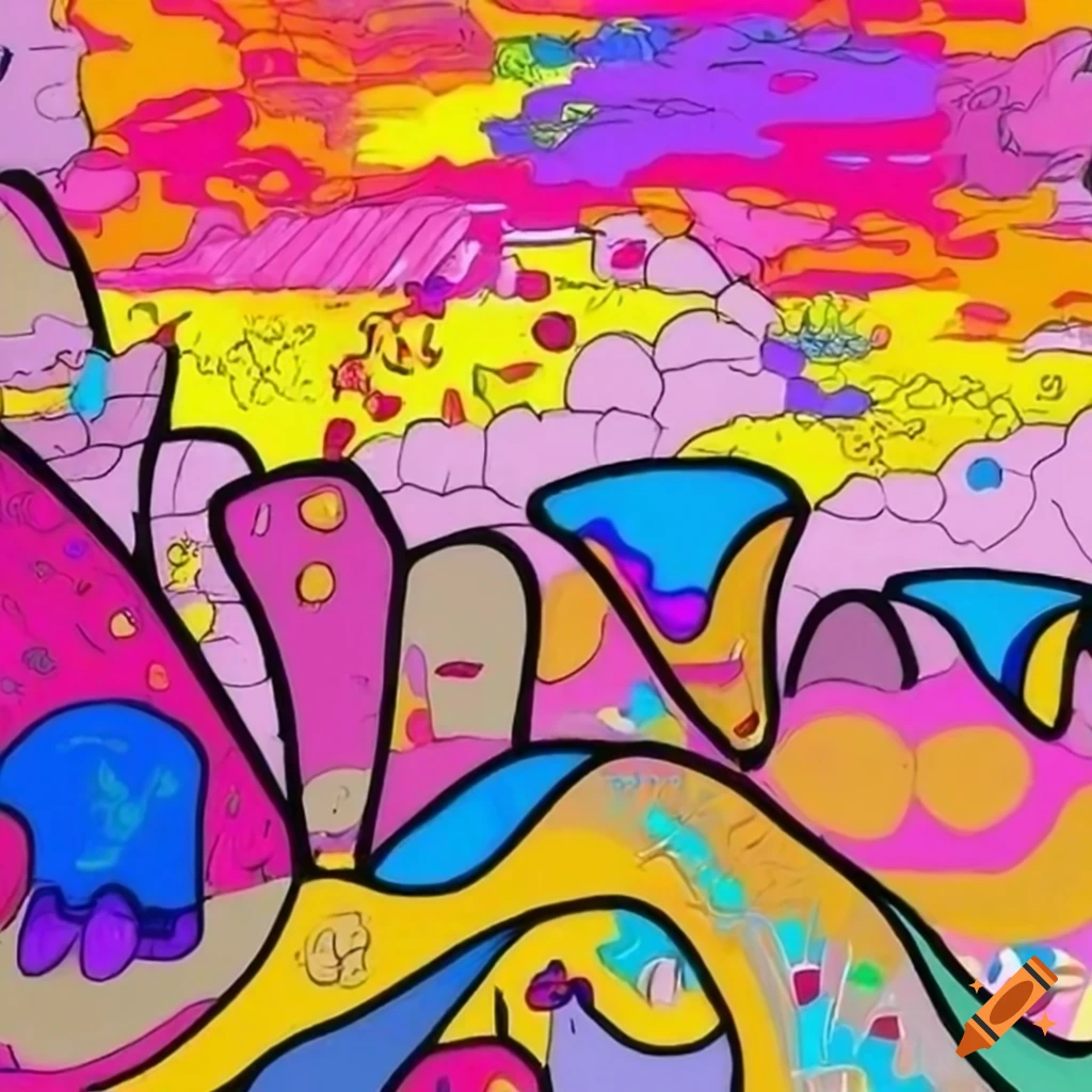 Abstract surreal spring landscape in hip hop graffiti style on Craiyon