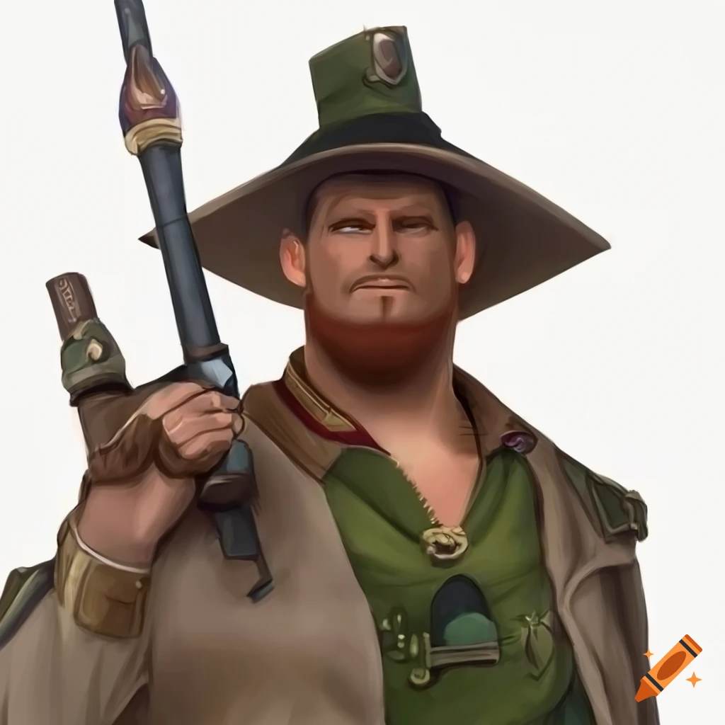 Robust and stern fantasy park ranger in uniform on Craiyon