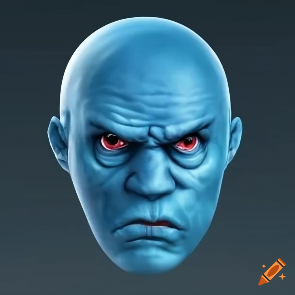 Floating blue angry face without eyes on Craiyon
