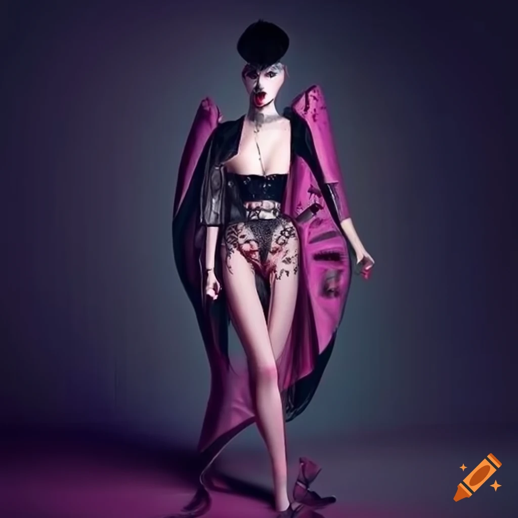 Couture punk female character in high fashion punk rebellion style on Craiyon