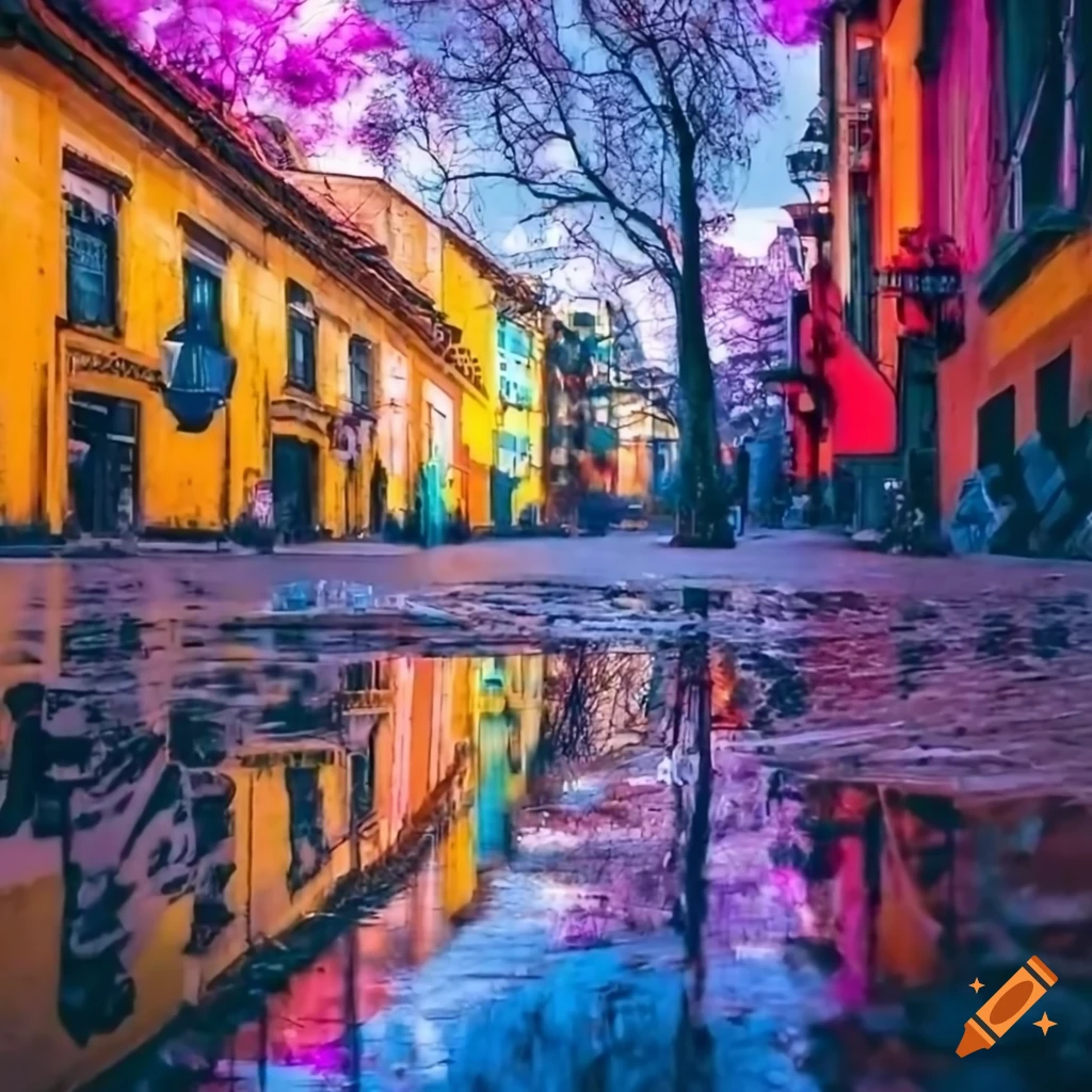Colorful and lively street scenes in bogota during winter on Craiyon