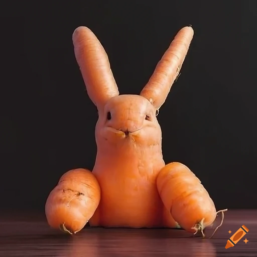 Carrots shaped like rabbits in hyper-realistic detail on Craiyon
