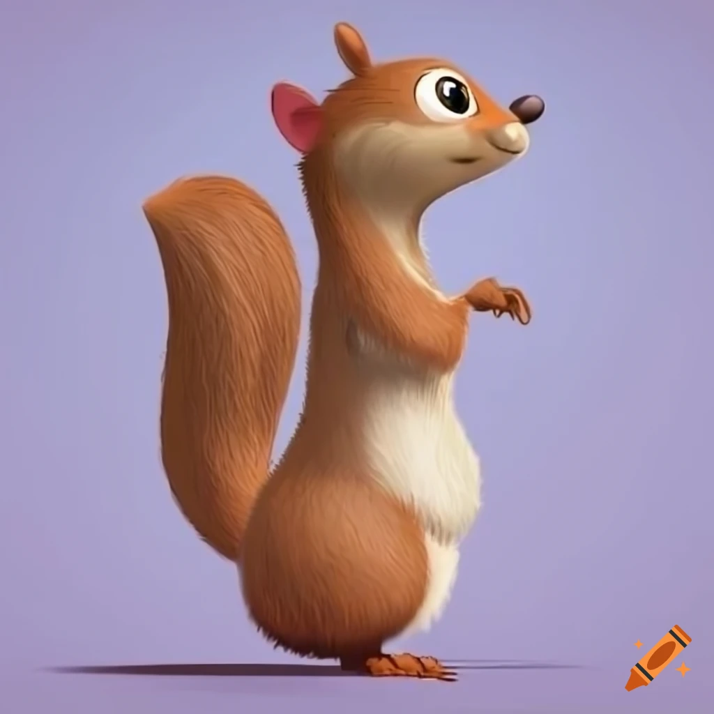 Back view of a cartoon squirrel on Craiyon