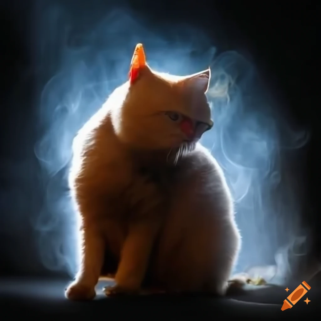 Cat vaping with smokey background on Craiyon