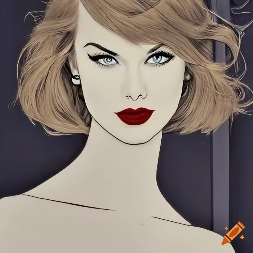 Close-up portrait of taylor swift by patrick nagel in high definition on Craiyon