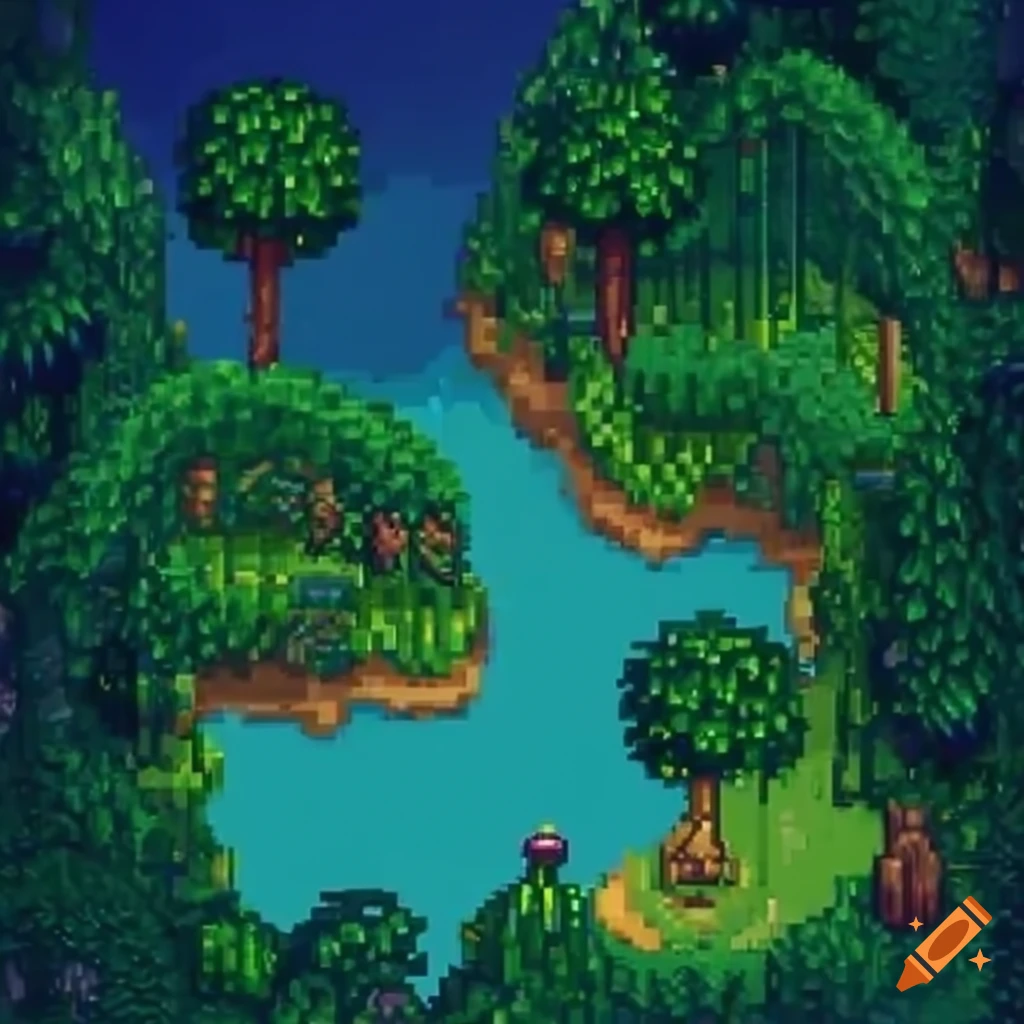 Rainforest in stardew valley style on Craiyon