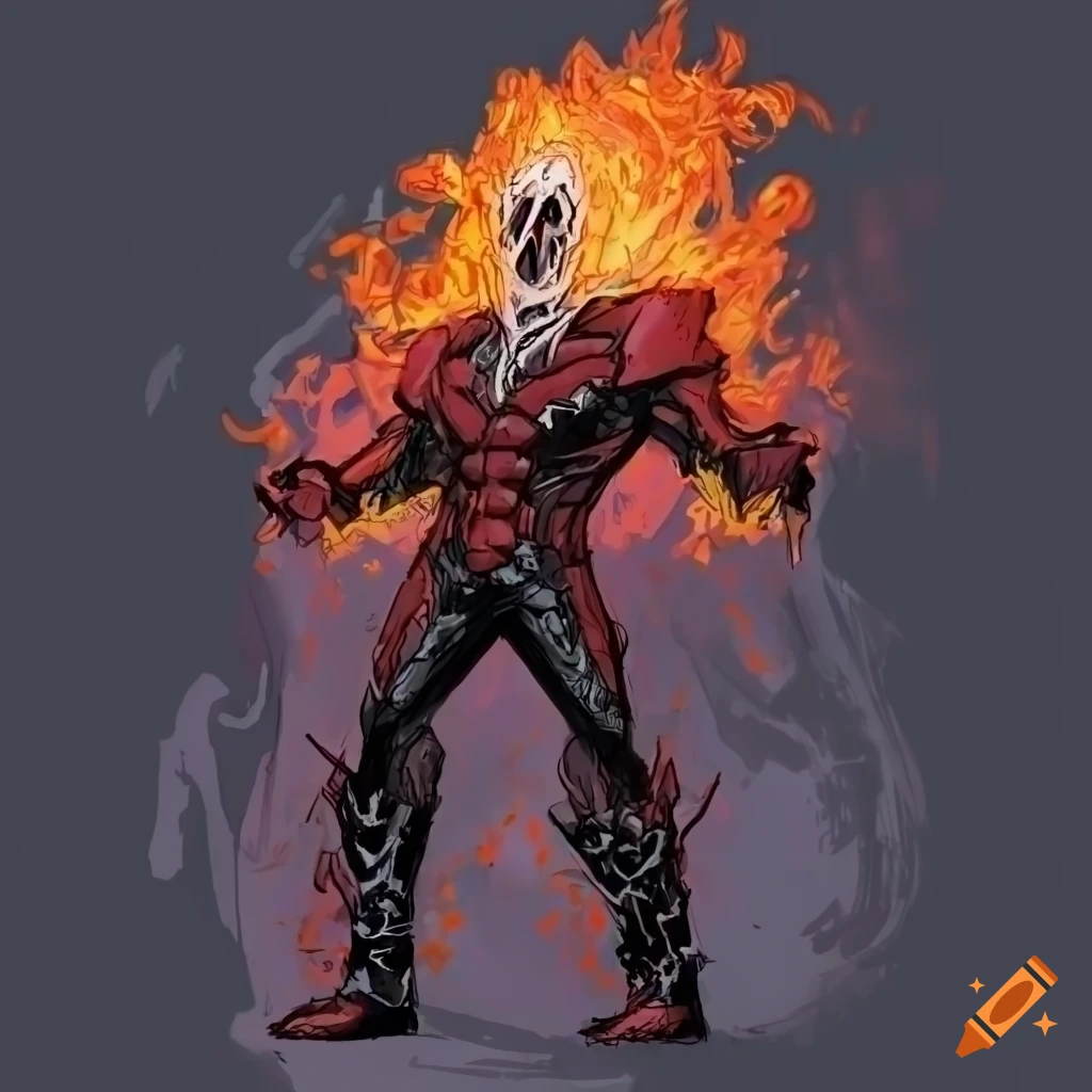 Full body sketch of ghost rider/atrocitus on Craiyon