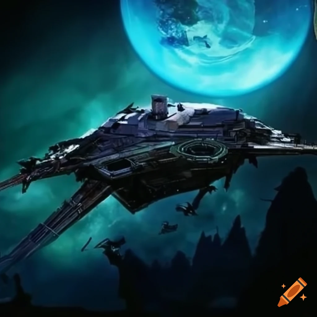 Spaceship approaching pandora in an avatar inspired scene on Craiyon