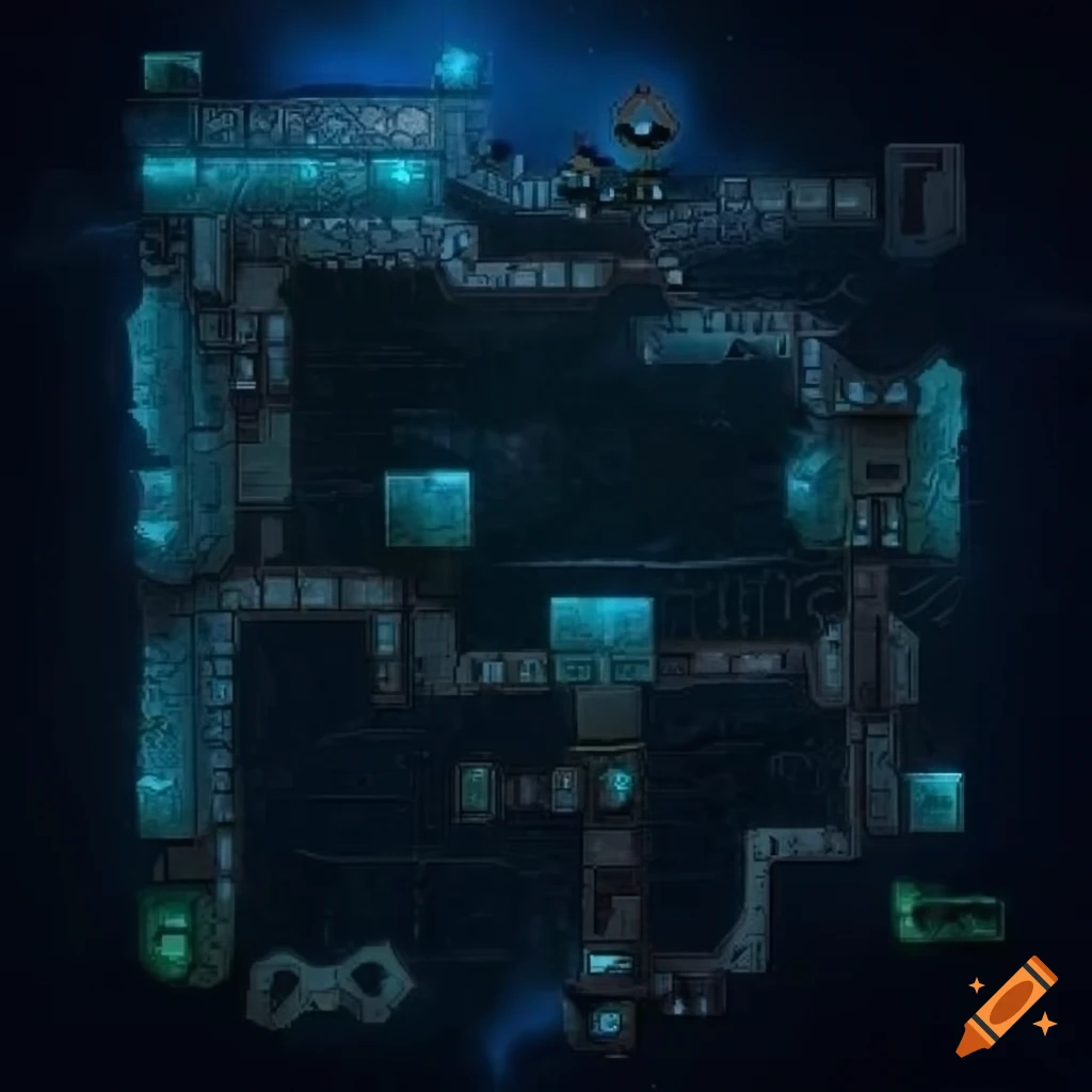 Fantasy game map with cyber theme on Craiyon