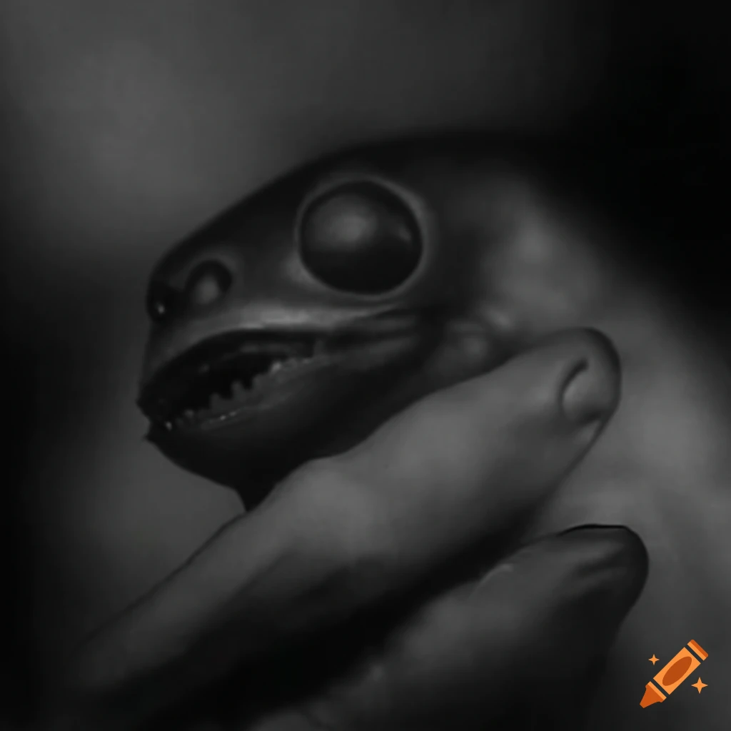 Creepy black and white 1940's photo of a newt-like cryptid with a ...