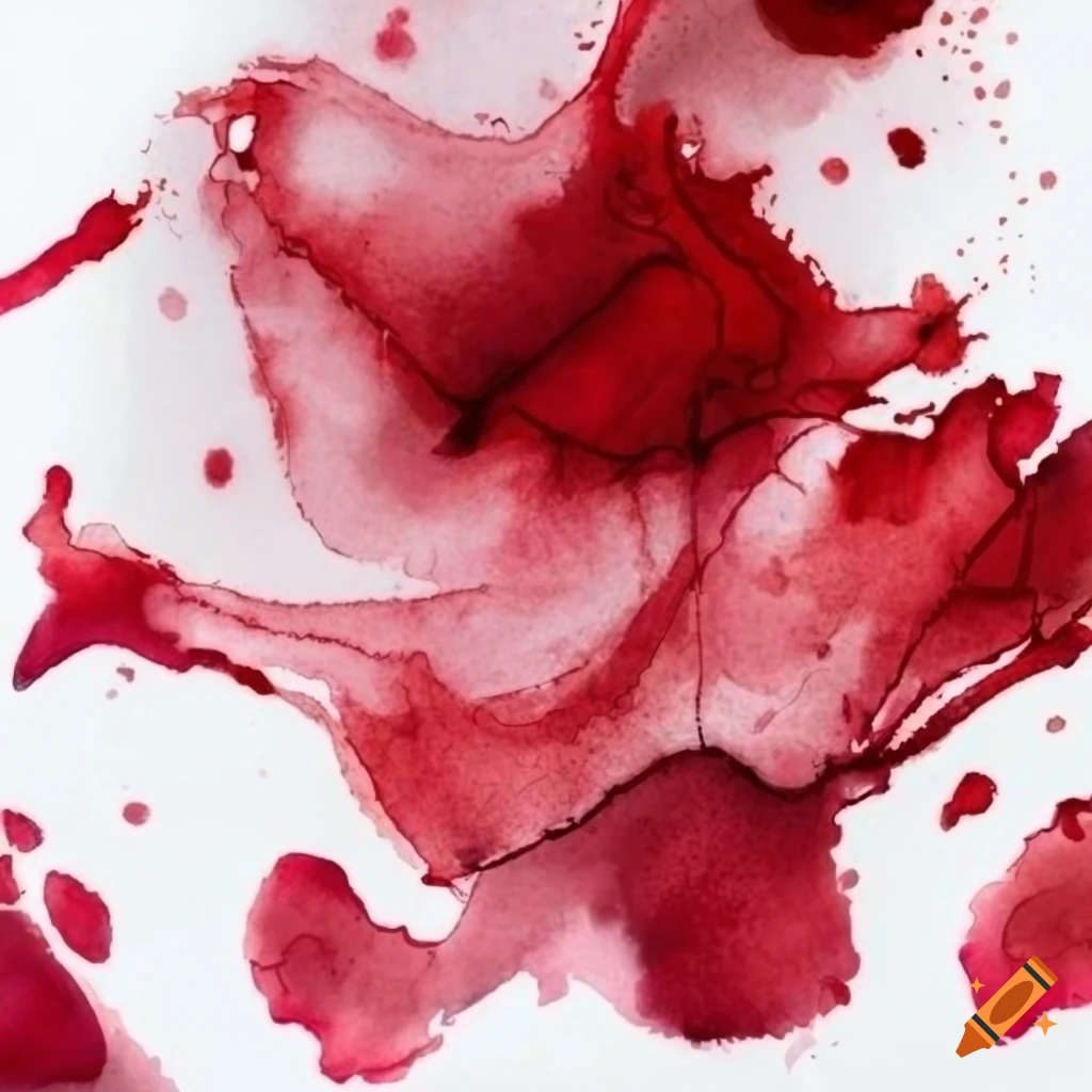 Red ink blot resembling a rose petal on a white background on Craiyon