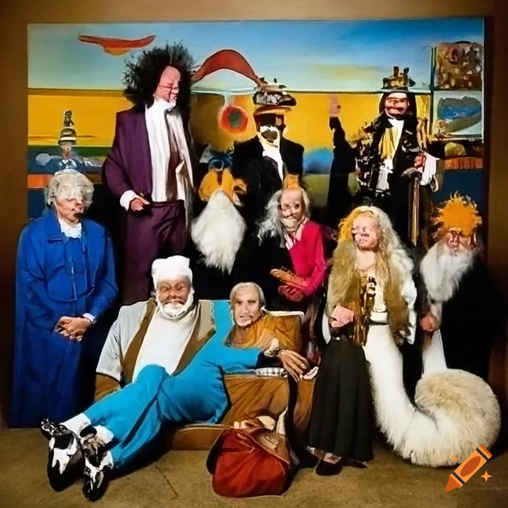 Surreal group photo featuring various famous figures and a gigantic ...