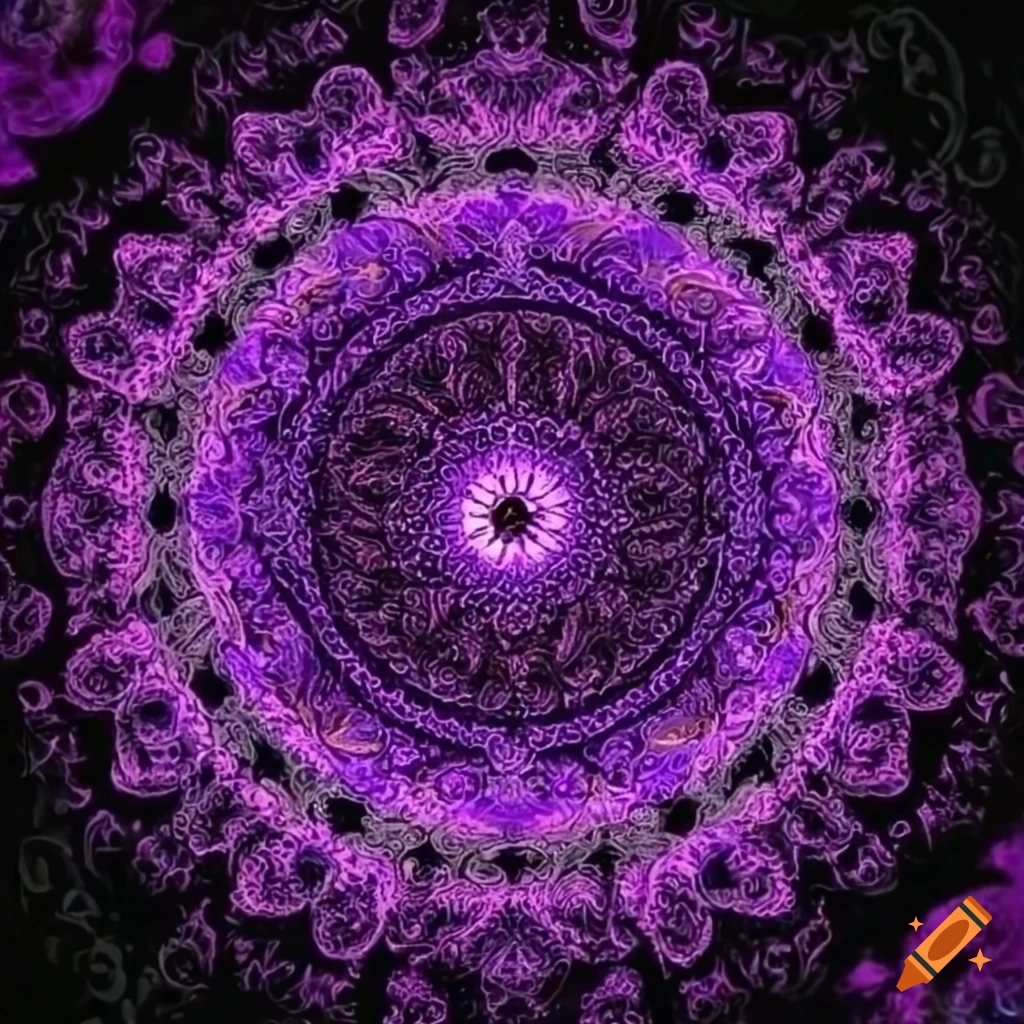 Dark witch mandala with black and purple colors on Craiyon