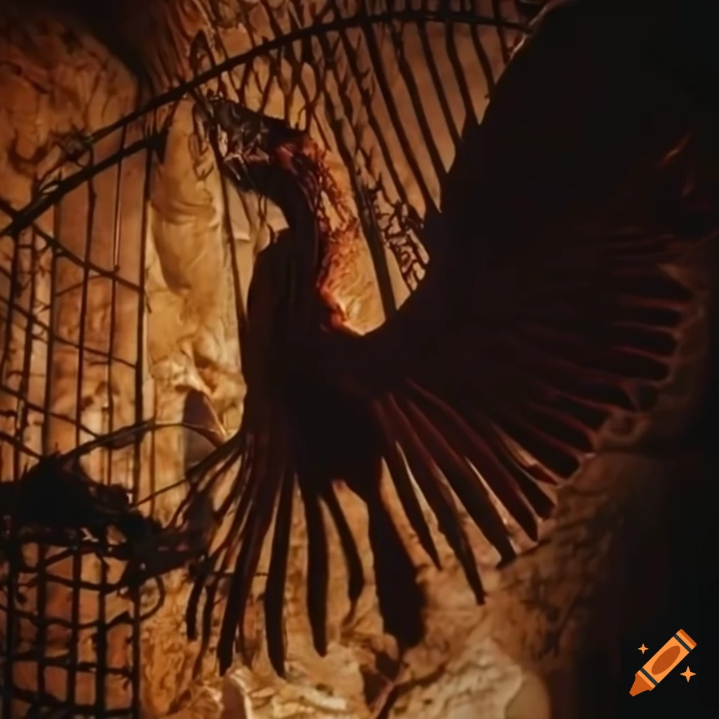 Scary Phoenix trapped in a castle cave on Craiyon