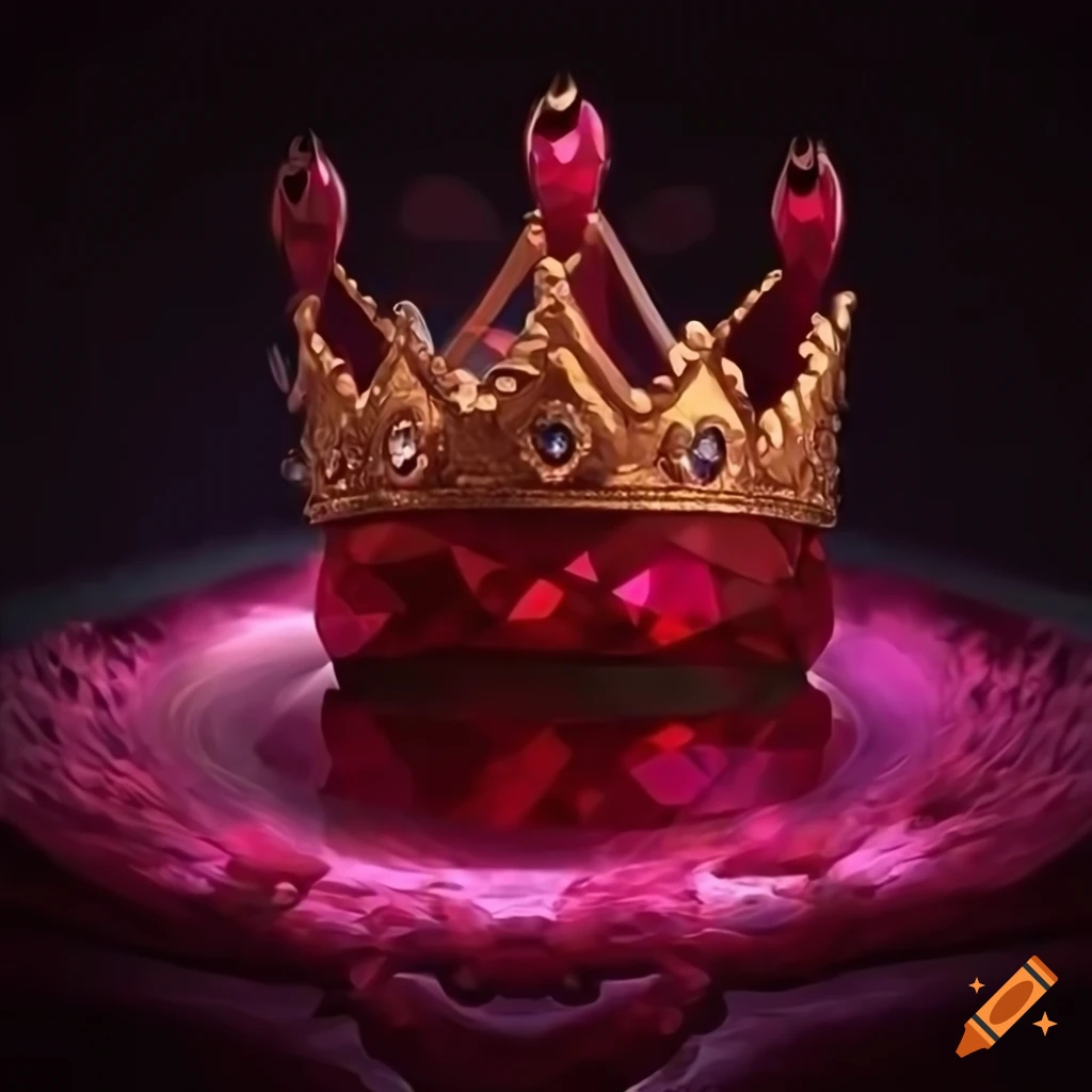 King's crown covered in ruby gemstones in detailed digital art on Craiyon