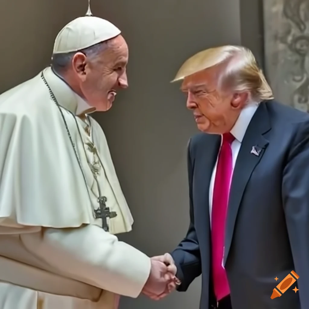 Meeting between the pope and donald trump on Craiyon