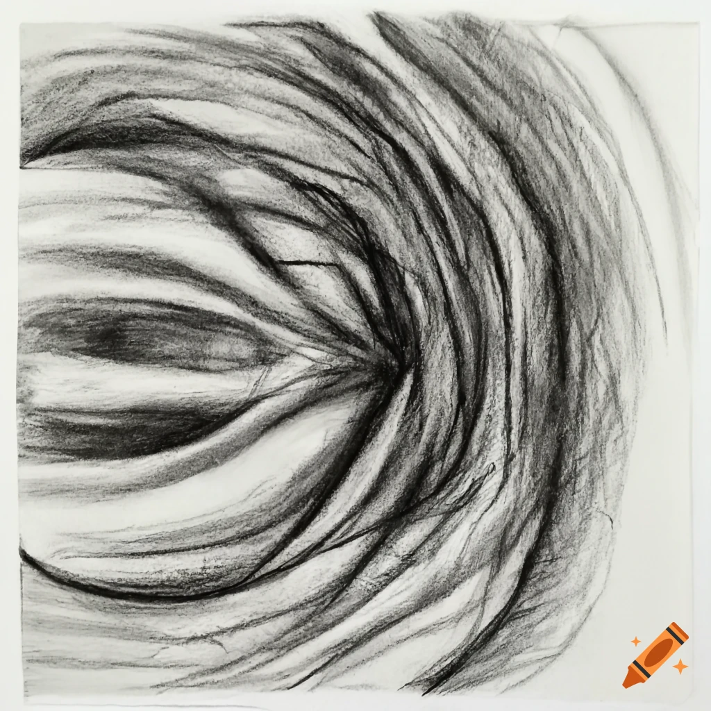 Pov view through grass in a charcoal drawing on Craiyon